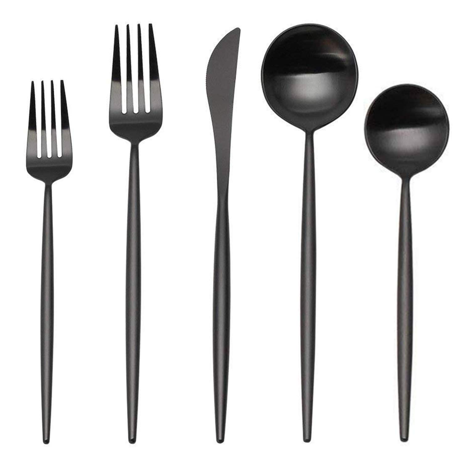 Matte Black Silverware Set, sharecook 20-Piece Stainless Steel Satin Finish Flatware Set Service for 4, Kitchen Utensil Set, Tableware Cutlery Set for Home and Restaurant