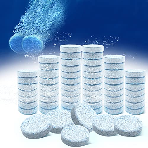 QUICTO 50 Pieces Car Windshield Washer Fluid Concentrated Clean Tablets,Easy to use, Windshield Wiper Fluid Solid Effervescent Tablet,Glass Solid Wiper Cleaning Tablets for Car Kitchen Window