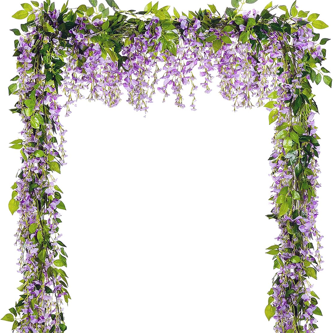 SzJias 5 Pcs Artificial Wisteria Garland Total 32.8Ft Wisteria Vine Rattan Fake Wisteria Vine Flower Garland for Wedding Garden Outdoor Decor (Light Green)