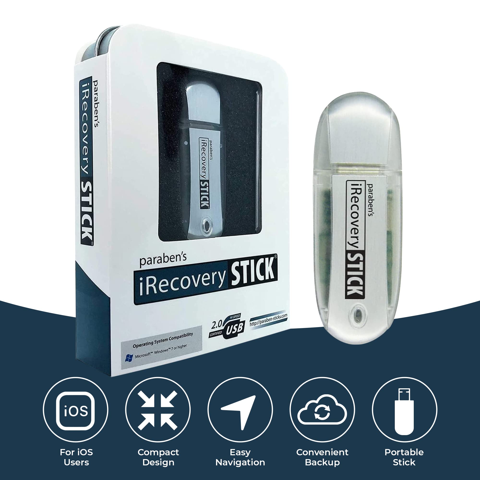 Paraben iRecovery Stick - Data Recovery Stick for iPhone and iPad - Deleted Files Recovery & Backup Stick Compatible with Windows Software - iPhone and iPad Data Recovery Portable Flash Drive
