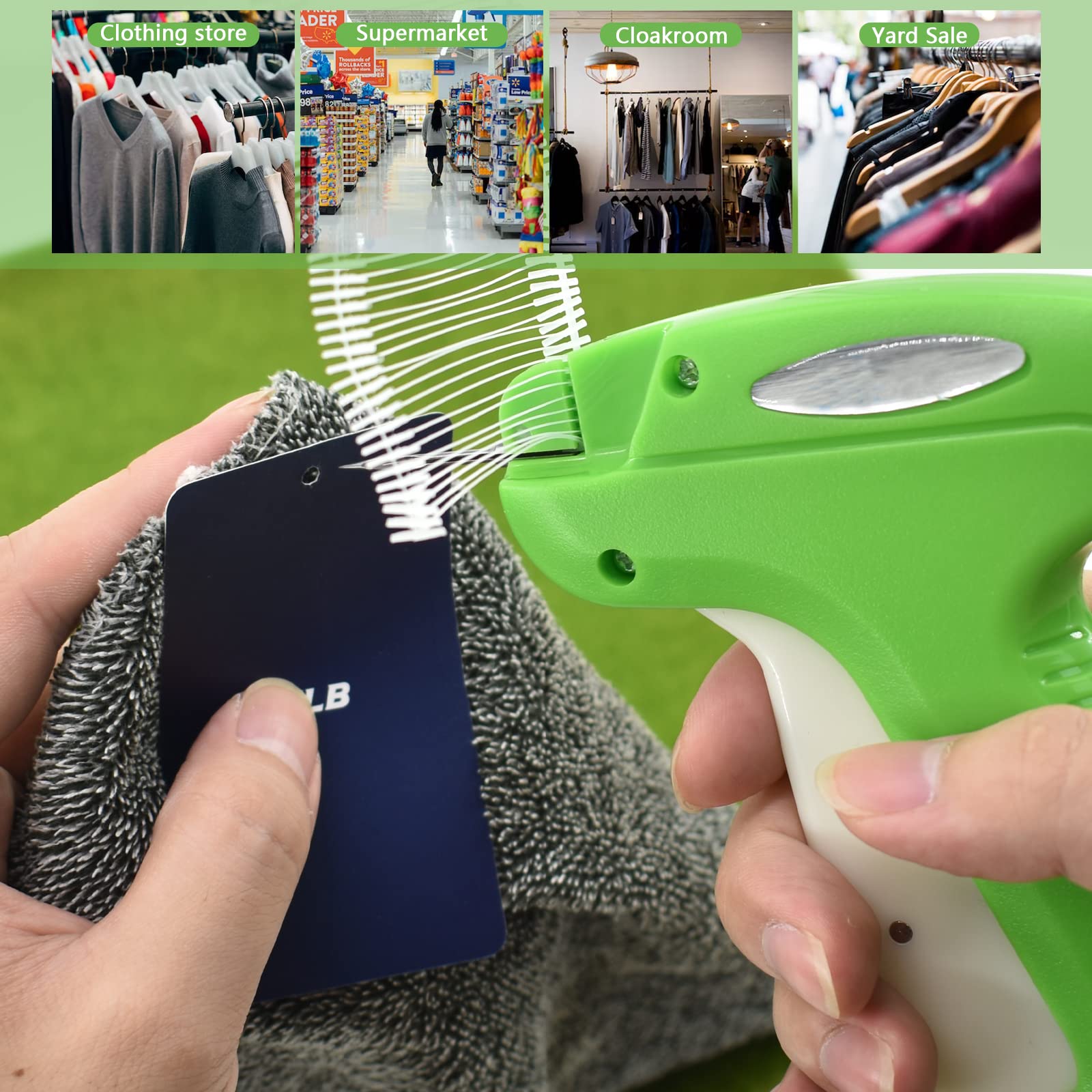 Clothes Garment Tag-Gun Set, Standard Retail Price Tag Attacher Guns, 6 Needles & 1000pcs 1inch and 2000pcs 2inch Barbs Fasteners for Store Warehouse Consignment Yard Sale
