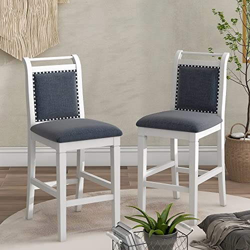 Harper & Bright Designs 3 Piece Counter Height Kitchen Dining Set with Drop Leaf Dining Table and 2 Dining Padded Chairs, Dining Room Set for Small Places, White