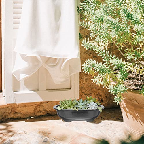 ERINGOGO Bonsai Planter Pot 18pcs Bonsai Training Pots, 15 Inches Oval with Drainage Hole, Plastic Large Deep Flower Pot Plants Growing Pots for Nursery, Garden, Balcony Oval Flower Pot