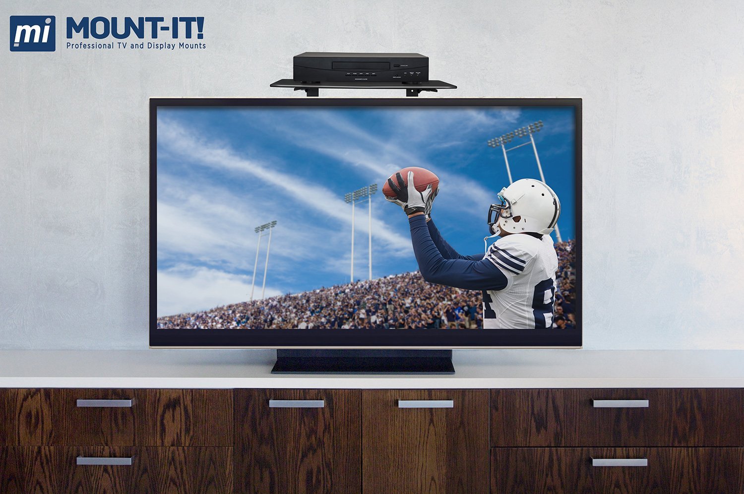 Mount-It TV Wall Mount Shelf Bracket Under TV for Cable Box, DVD Player, Stereo AV Components Shelf,Black