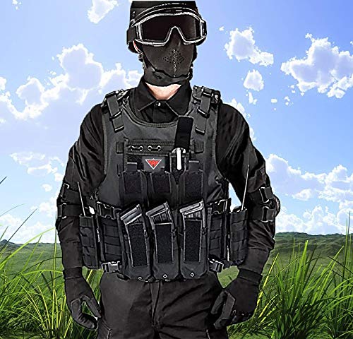 YAKEDA Outdoor Tactical Airsoft Vest Adjustable Fit Adult (Black)