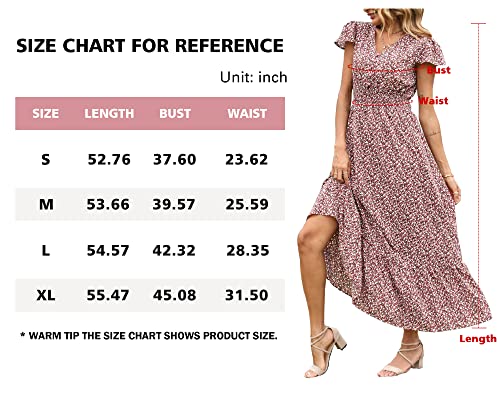 PRETTYGARDEN Womens Summer Dresses 2023 Casual Flowy Swiss Dot Long Maxi Dress for Wedding Guest Graduation (Coffee Pink, Small)