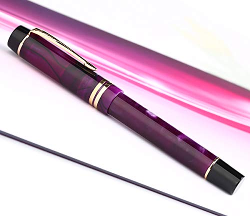 M600s Marble Purple Fountain Pen, Iridium Extra Fine Nib Writing Gift Pen
