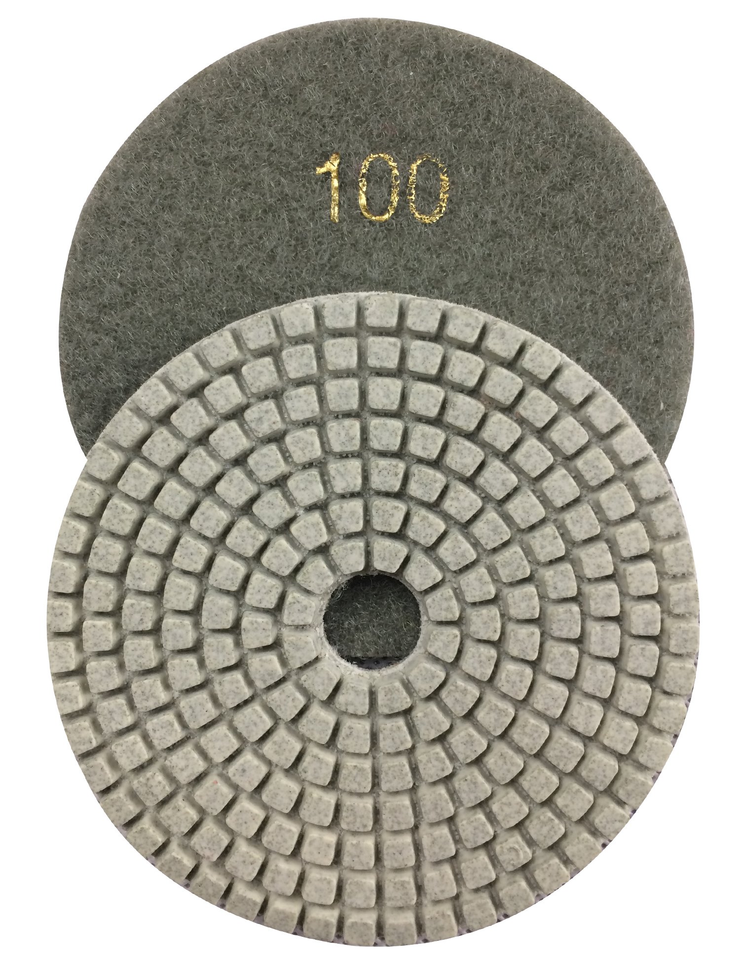 Konfor Diamond Polishing Pads 4" Wet Use for Sanding Marble Granite Stone Concrete Travertine Polish Pack of 7 Grit 50-3000
