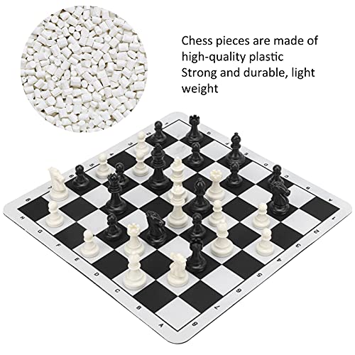 VBESTLIFE Tournament Chess Set Portable International Standard Chess Game Set with Roll Up Rubber Chessboard Chess, Leisure Sports