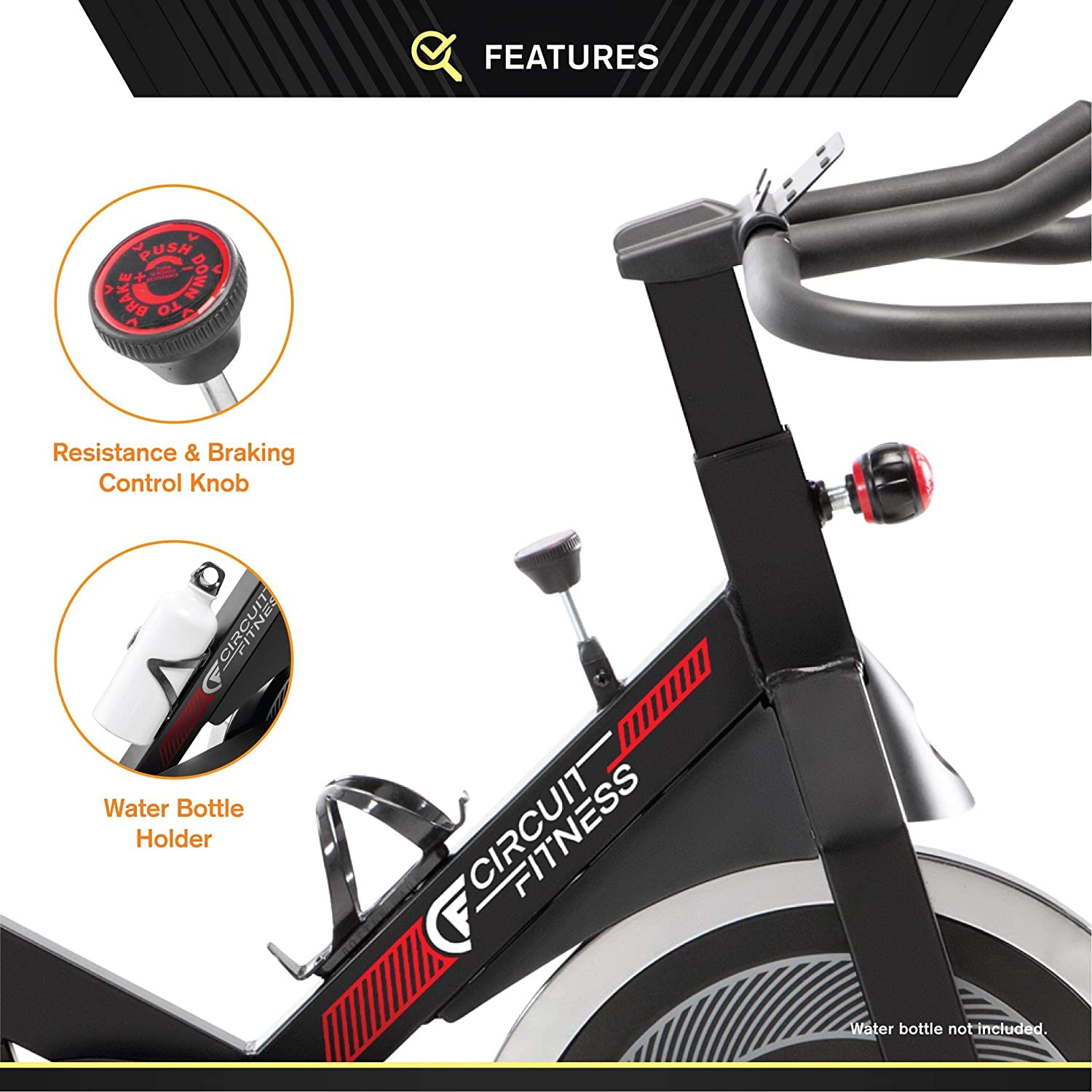 CIRCUIT FITNESS Circuit Fitness Club Revolution Cycle for Cardio Exercise - Red/Bluetooth