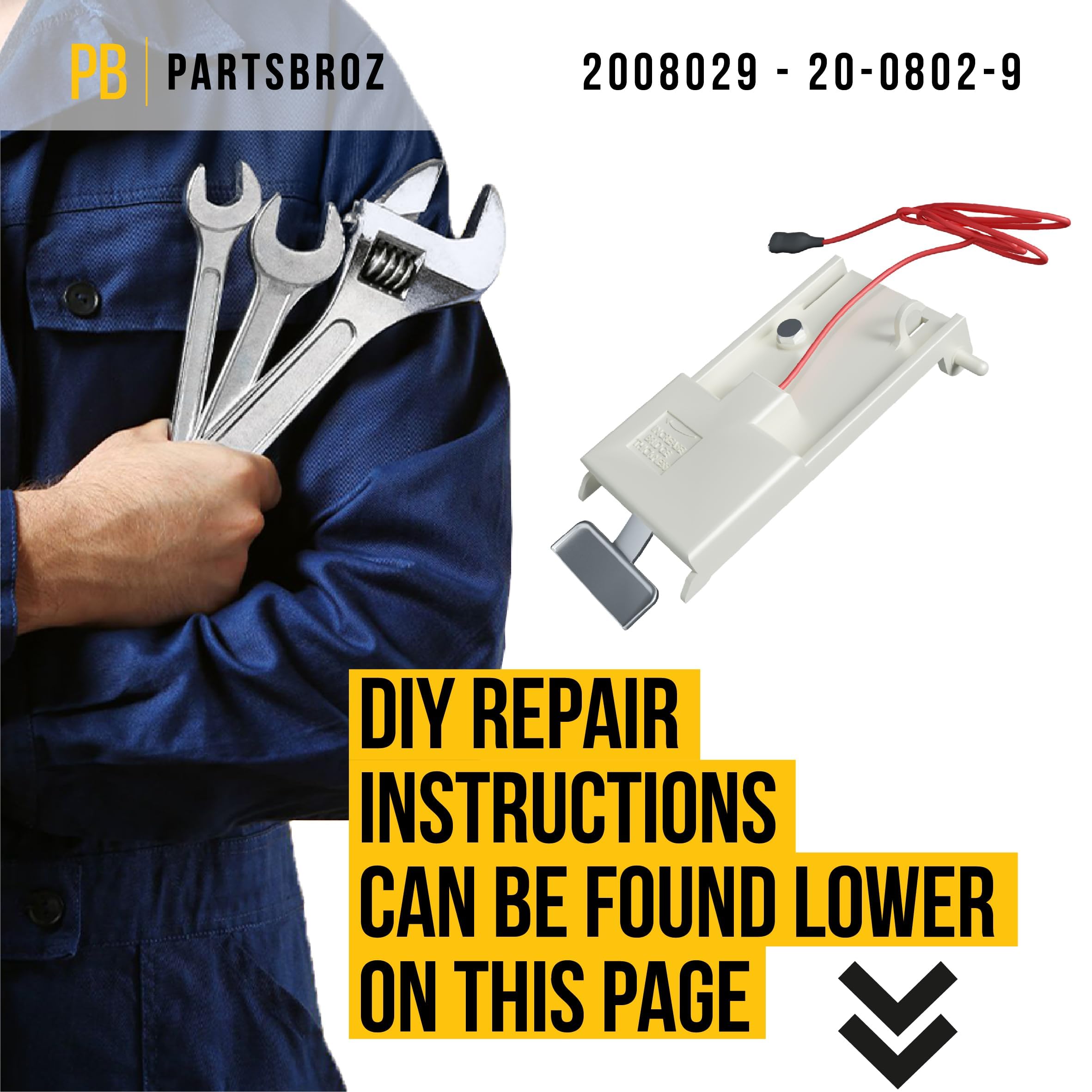 PartsBroz 2008029 Ice Thickness Control Probe - Compatible With Manitowoc Ice Machine Parts - Replaces 627813 76-2781-3 20-0802-9 Ultra Durable Replacement