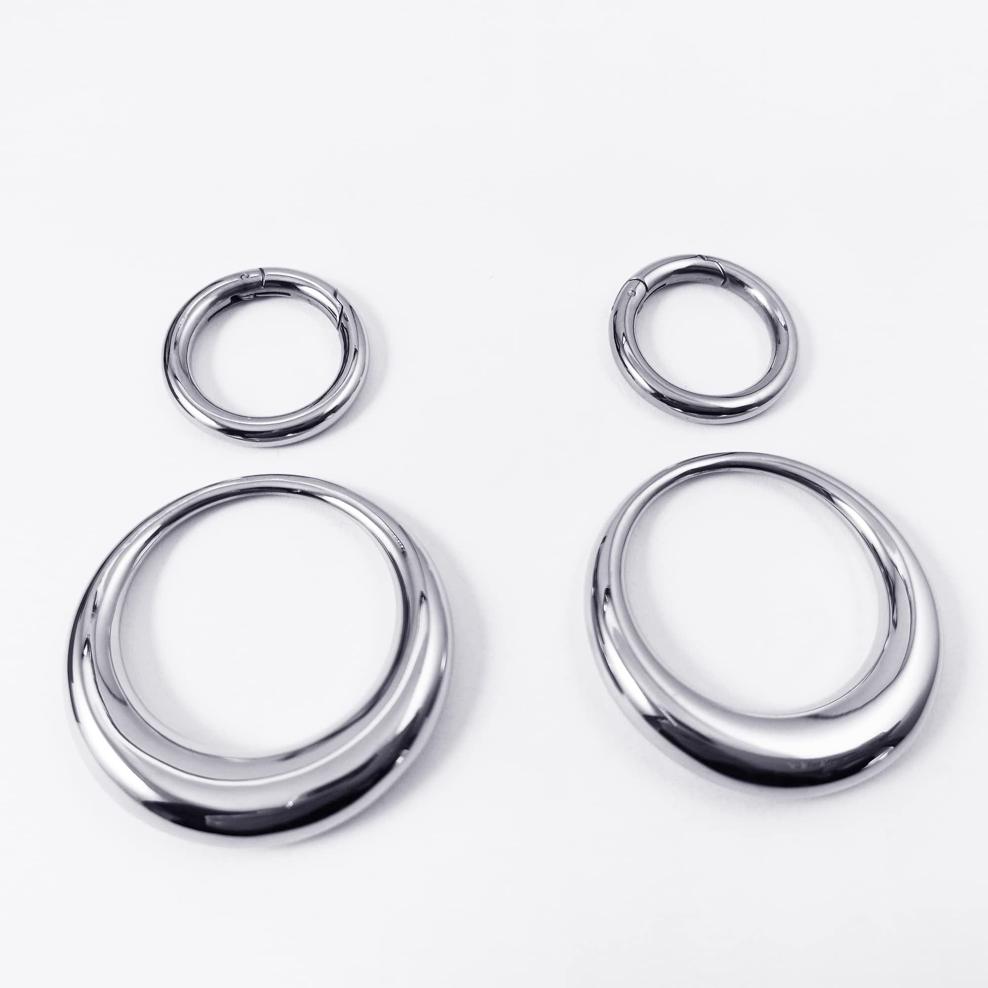 DEWGEM Dangle Gauges for Ears Large Hoops Dangle Ear Plugs Stainless Steel Weighted Ear Hangers for Tunnels Ear Weights Stretching Kits Dangle Gauges Ear Plugs for Women Size 6G(Silver)