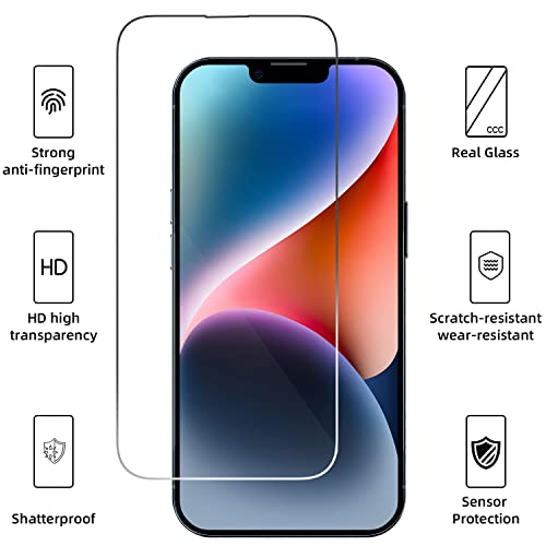 HAYZON [3+3 Pack] iPhone 14 (ONLY) Screen Protector with Camera Lens Protector, Scratch Resistant, Bubble Free, Case Friendly Tempered Glass Film[9H Hardness] - 6.1 inch