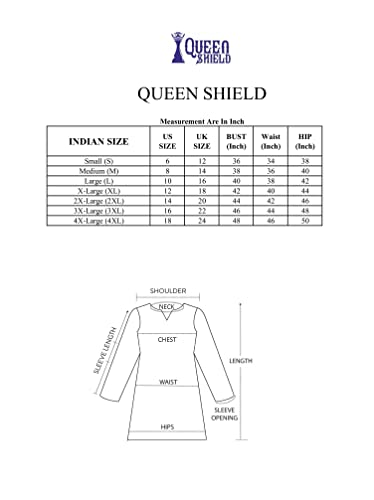 QUEEN SHIELD Women's Chikan-Kari Long Knee Length Kurti(White)(L)(40White9999)