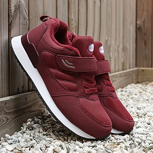FASDNENDYS Winter Walking Boots Couple Models Women's Middle Aged and Elderly High Top Plus Velvet Shower Shoes for Women Red