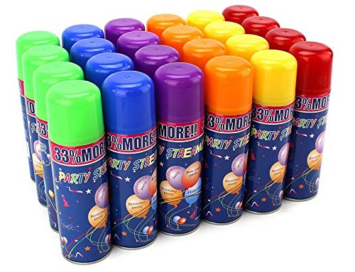 Los Angeles Superstore 24 Pack of Party String Streamers Cans - Fun Crazy Party Supply for Celebrations