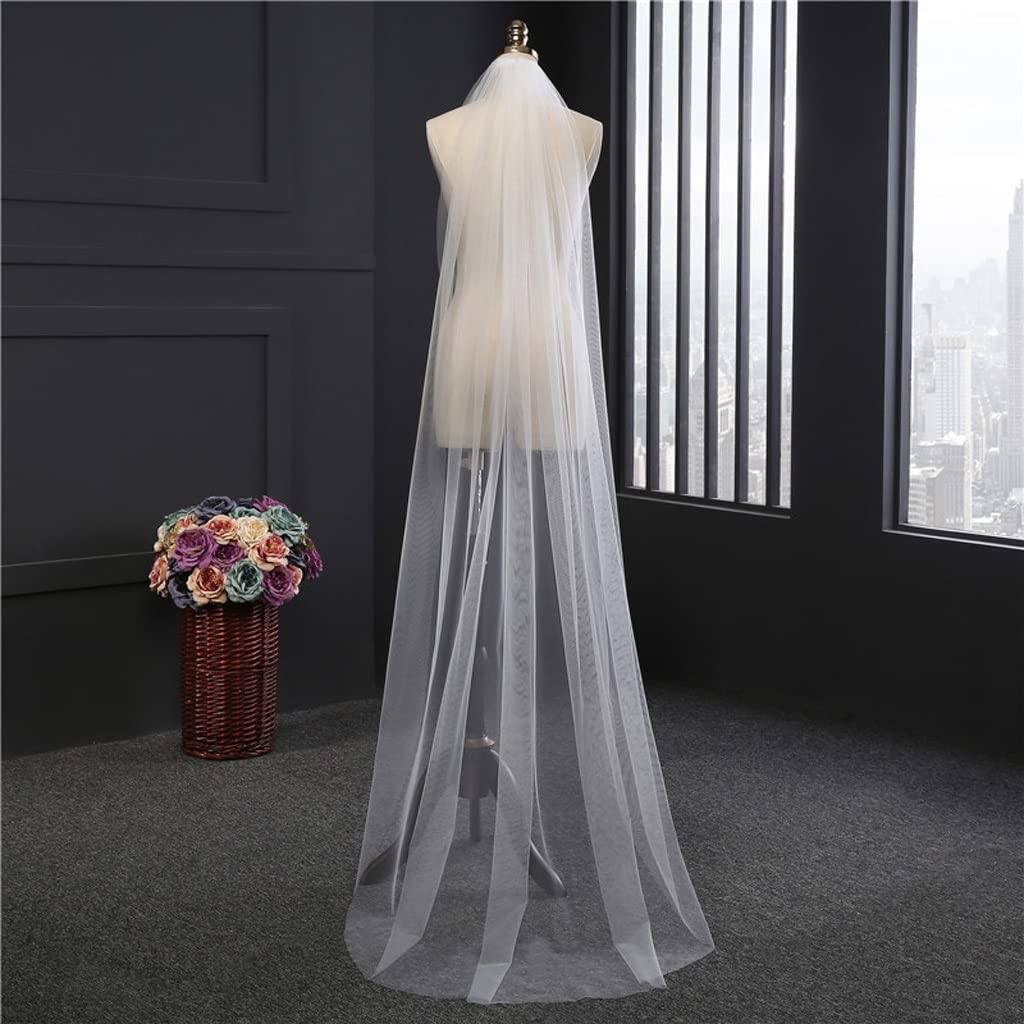 DNATS Wedding Veil One-Layer Long Bridal Head Accessories (Color : White, Size : 3m)