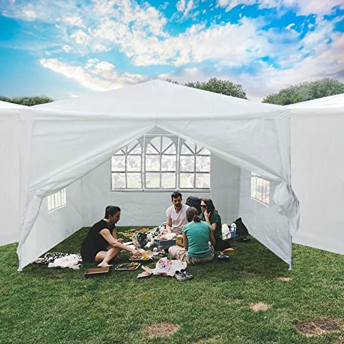 CLYZ 10'x10' Outdoor Canopy Party Wedding Tent White Gazebo Pavilion w/4 Side Walls
