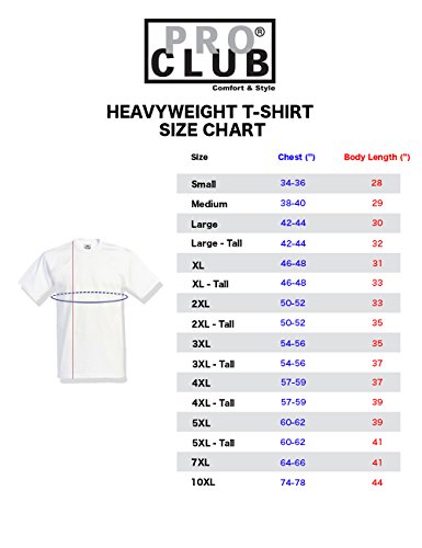 Pro Club Men's Heavyweight Cotton Short Sleeve Crew Neck T-Shirt, White, 2X-Large
