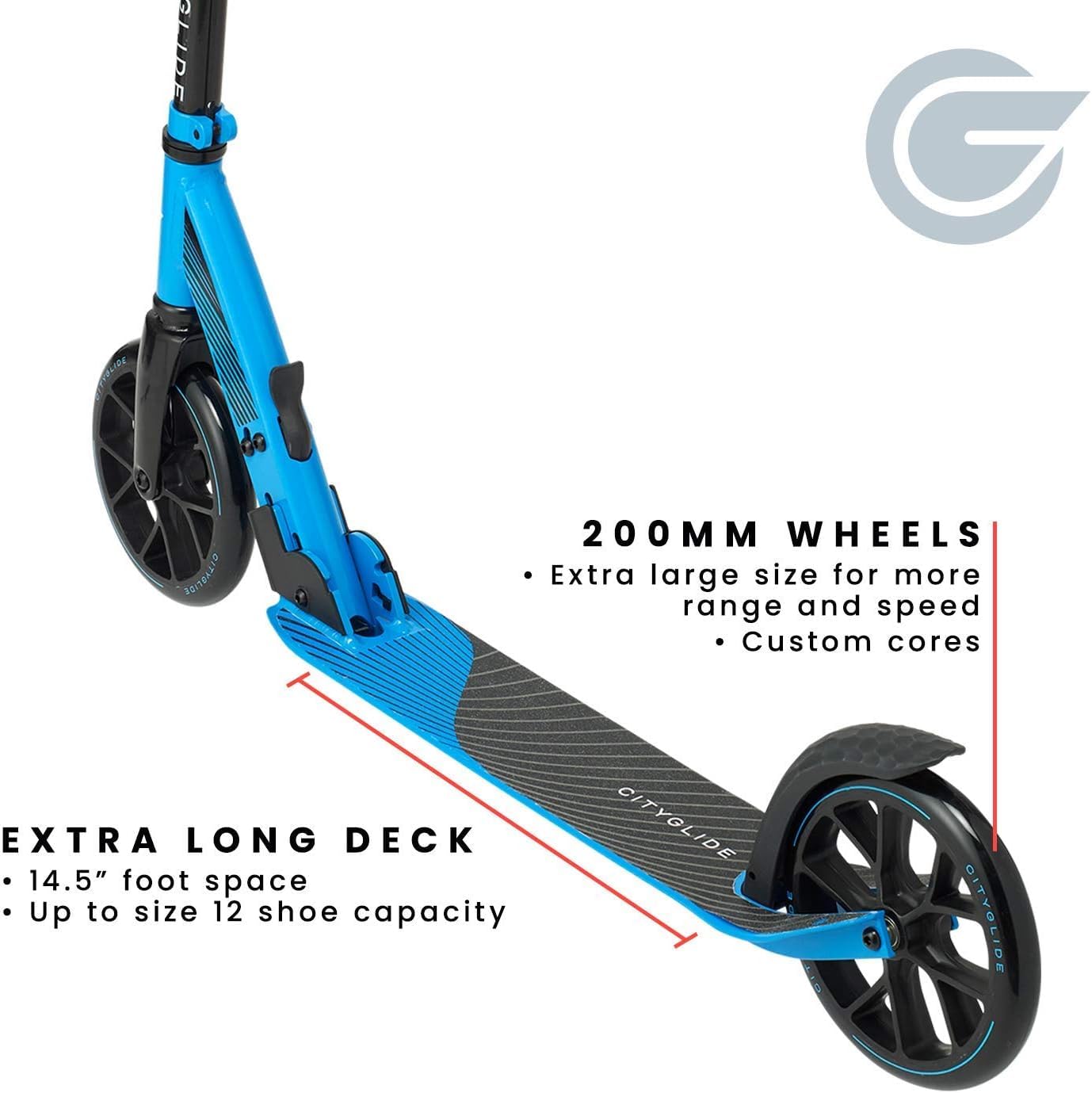 CITYGLIDE C200 Scooter for Adults -Foldable, Lightweight, Adjustable Adult Scooter 220lbs Capacity - Kick Scooters for Adults with Carry Strap and Kickstand (Black)