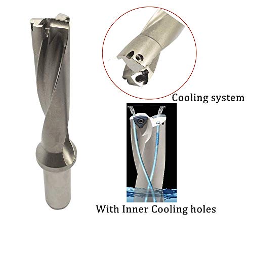 GBJ WC Series Drill Bites Insert Drill Metal Drill Bits Diameter 24.5mm/0.96in Depth 4in 4D Indexable U Drill Machinery Lathes CNC Water Drill with 10pcs WCMT050308FN(Bronze) U Drill Inserts