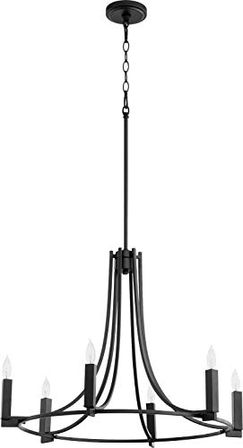 Quorum 696-6-69 Transitional Six Light Chandelier from Olympus Collection in Black Finish,