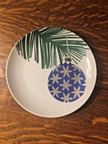 Crate & Barrel Holiday Purple Christmas Ornament on Tree Branch 6 1/2" Appetizer Plate