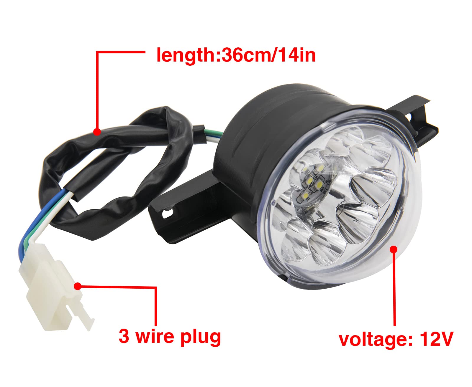 CMOOD 12V LED Front Headlight Compatible for TaoTao 125cc 150cc 250cc 300cc ATV Quad Headlights, Left Right Front Head Light for Coolster Peace JCL Baja Yamoto kazuma Roketa Chinese 4 wheeler (2PCS)