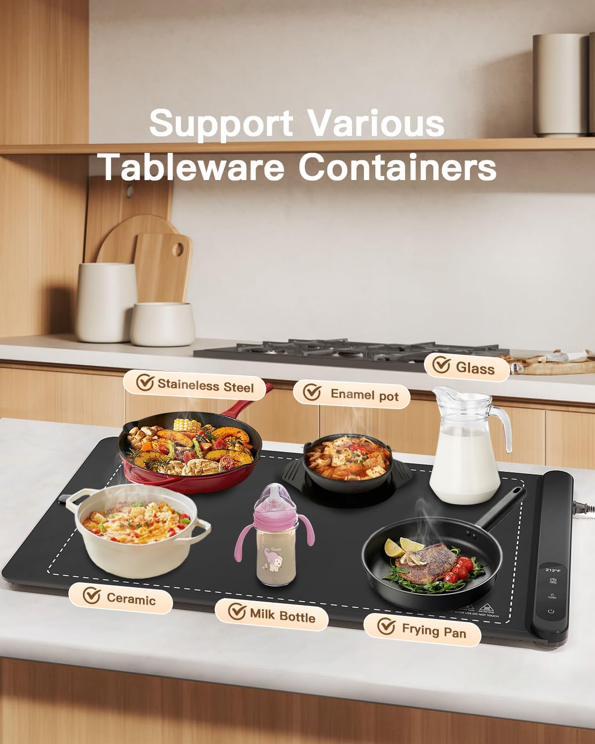 Food Warming Mat, Upgraded Graphene Full Surface Heating Foldable Heater Food Pad, Compact Silicone Materials, 6 Heat Settings, Multifunctional Food Warmers for Parties Buffet, Events, Daily Life Use