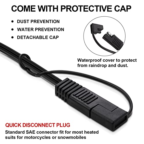 Geosiry 3FT 16 AWG SAE Extension Cable, SAE Cable with Dustproof Cap for Solar Panel Motorcycle Automotive RV Battery (3FT)