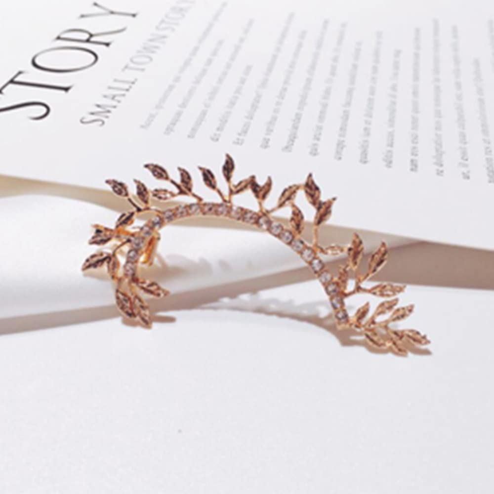 Crystal Pearl Flower Climbers Crawler Stud Earring Cute Rhinestone Resin Floral Left Ear Cuff Wrap Clip Earring Top Ear Clip Gold Jewelry Jacket for Women 1 Pcs