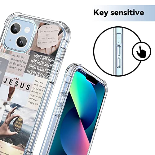 Jesus Quotes Case for iPhone 13 Mini,Christian Motivational Bible Verse Collage Pattern Case for Men Women,Unique Design Soft TPU iPhone 13 Mini Bumper Case