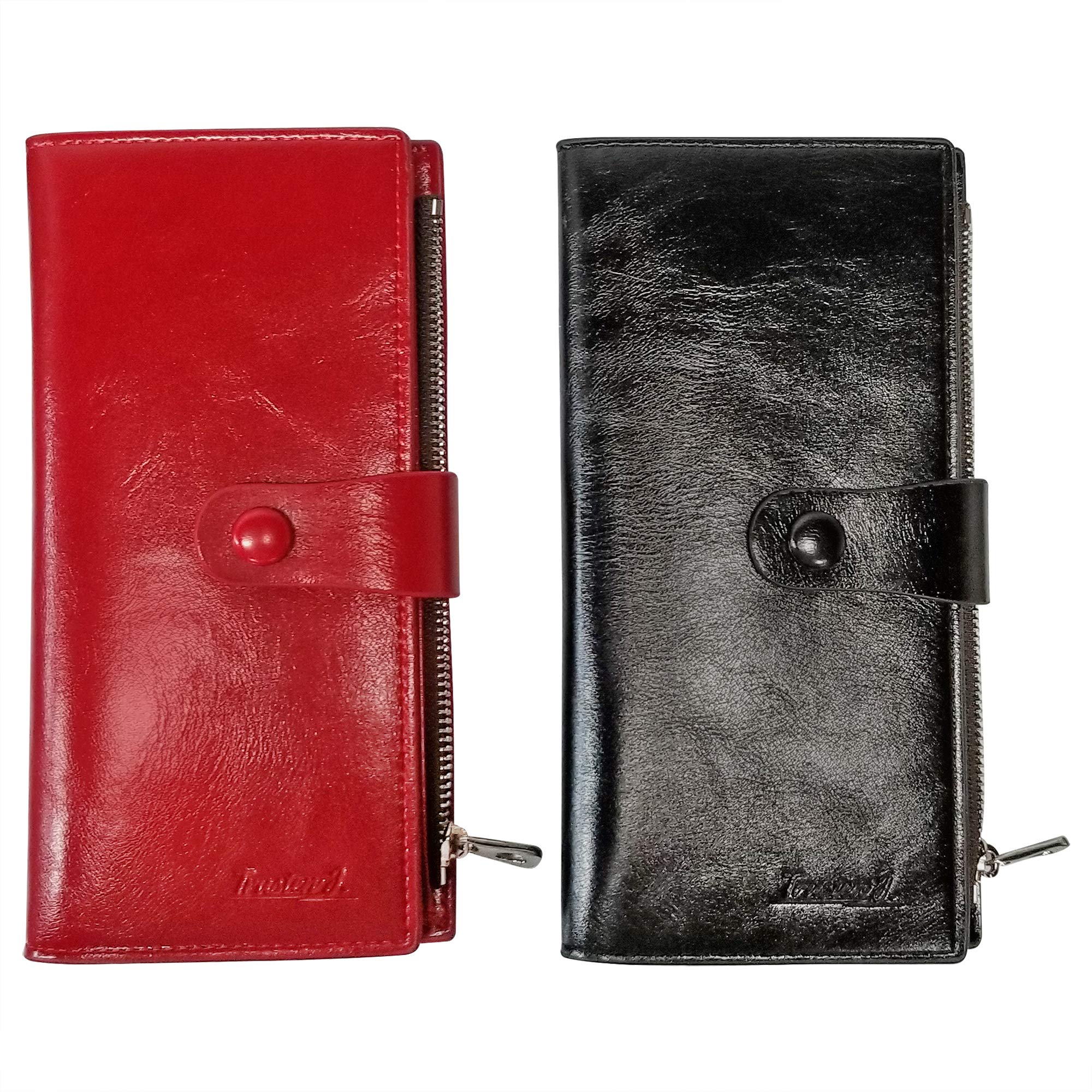 Trusten J. Women's Wallet Large Fashion Clutch Stylish Phone Case Organizer Leather (Black)