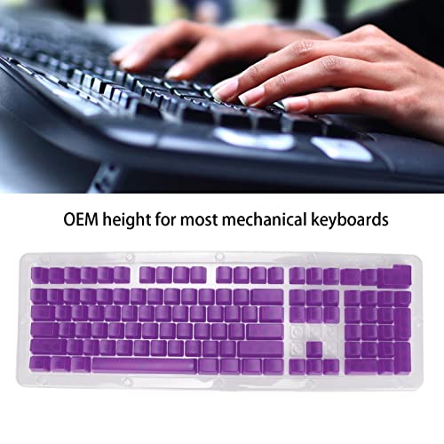 Full 108 Keys Keycaps, OEM Height Pudding DIY Transparent Keycaps Replacement Set for 61/87/104 Keys Mechanical Gaming Keyboard(Purple)