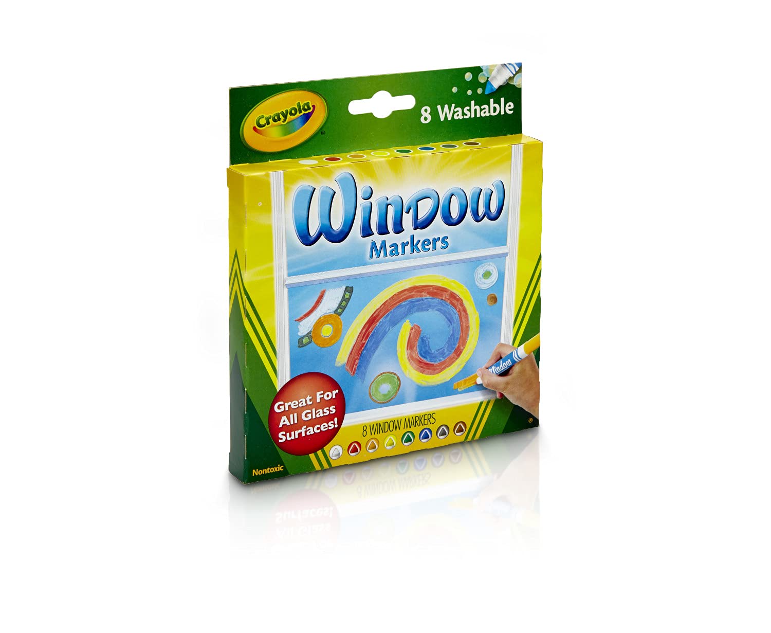 Crayola Washable Window Markers, Window Decorations, Gift, 8 Count (58-8165)