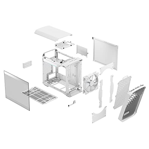 Fractal Design Torrent Nano RGB White - Clear Tint Tempered Glass Side Panel - Open Grille for Maximum air Intake - 180mm RGB PWM Fan Included - Type C - mITX Airflow Mini Tower PC Gaming Case