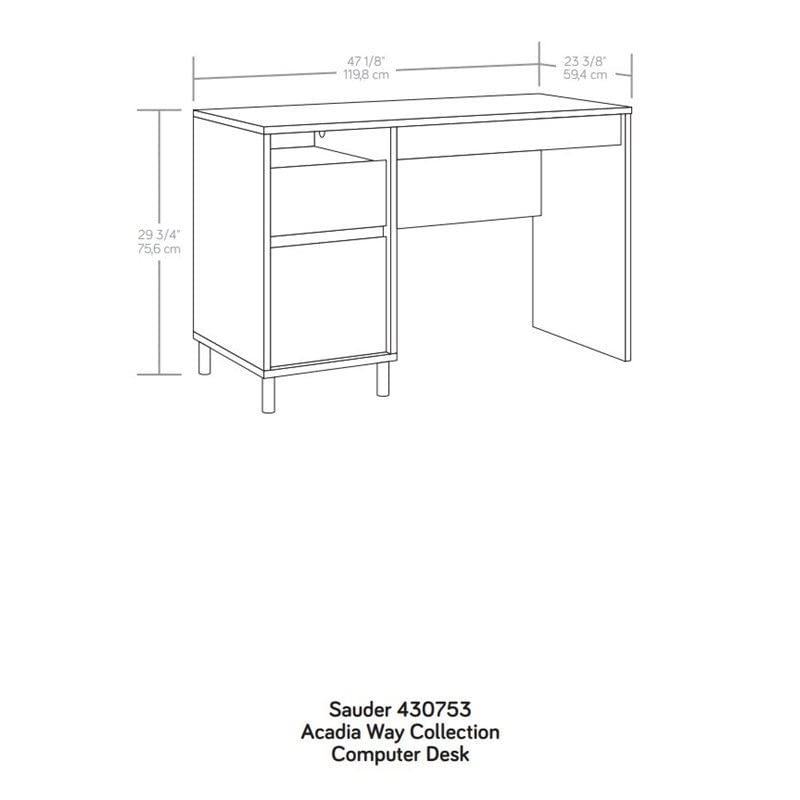 Sauder Acadia Way Single Pedestal Desk in Raven Oak with Timber Oak Accents