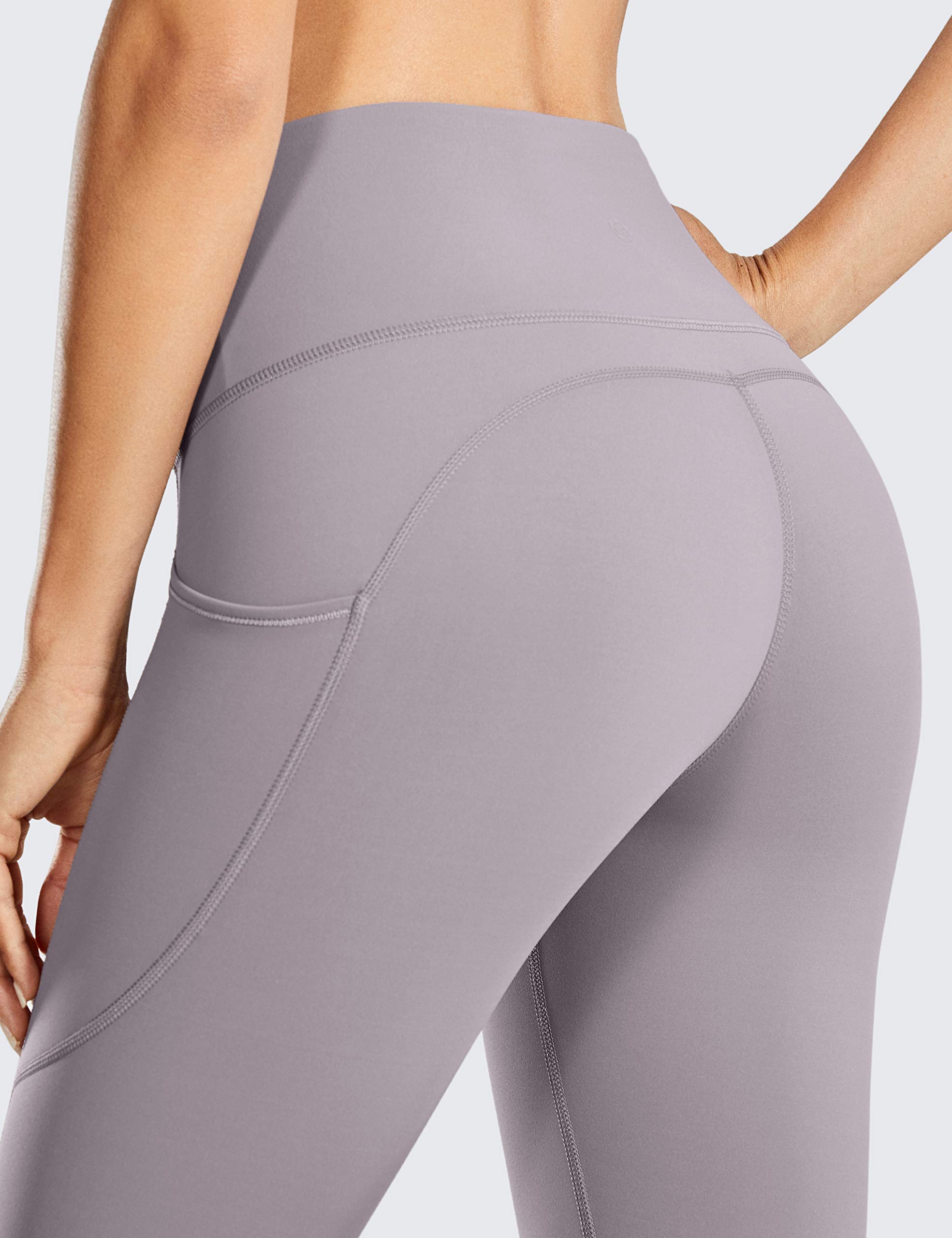 CRZ YOGA Women's Hugged Feeling Compression Workout Leggings 25 inches - High Waisted Gym Athletic Pants with Pockets Arctic Plum Small