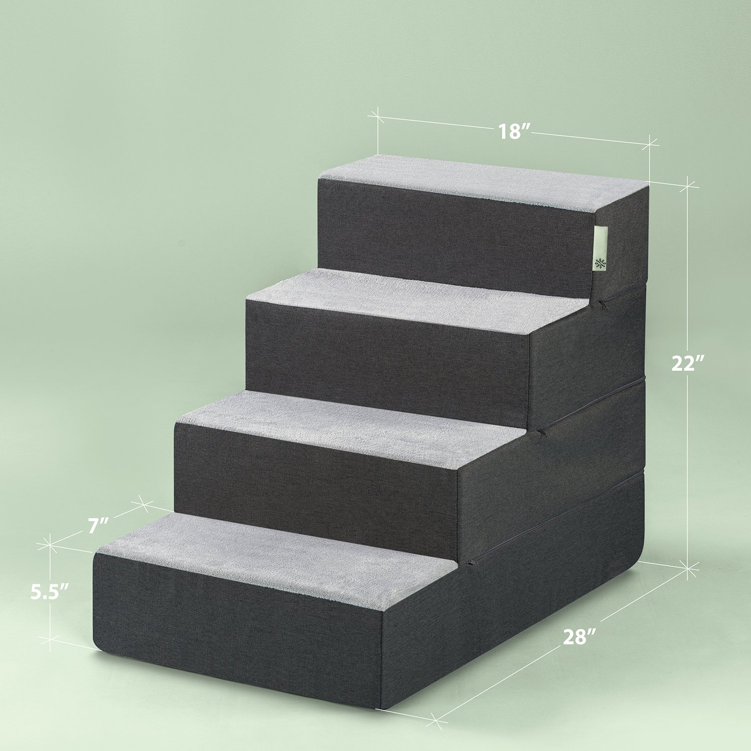 ZINUS Easy Pet Stairs, Pet Ramp, Pet Ladder, Large, Grey