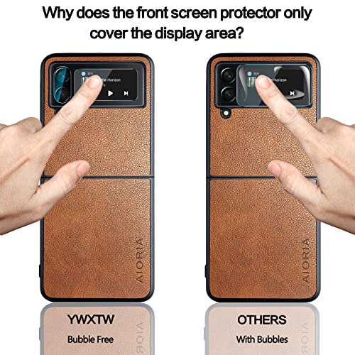YWXTW for 2 Pack Samsung Galaxy Z Flip 4 Front Screen Protector and 2 Pack Camera Lens Protector, HD Clear Anti-Scratch Tempered Glass Camera Screen Protector [Does not Affect Night Shots]