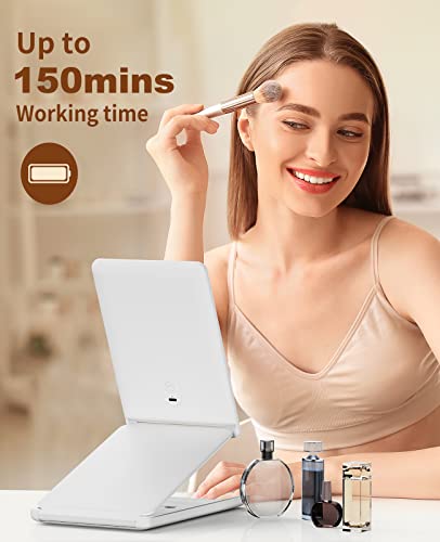 Jack & Rose Travel Makeup Mirror with Magnification, Travel Mirror with Light, Adjustable Height and Angle, Portable Folding Mirror