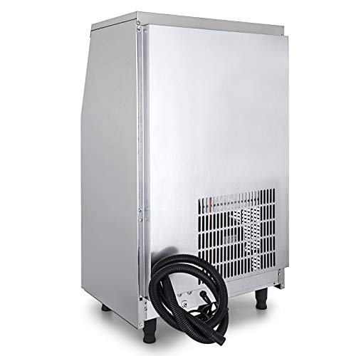 VEVOR Commercial Ice Maker Machine, 90-100LBS/24H with 33LBS Bin Stainless Steel Automatic Operation Under Counter Ice Machine for Home Bar, Include Water Filter, Scoop, Connection Hose