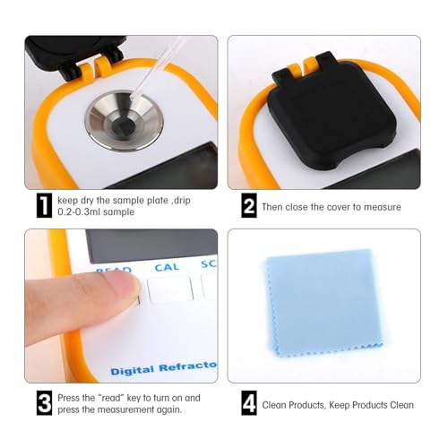 KYKYK Refractometer, Auto Refractometer Digital Beer Refractometer Wort Hydrometer Brix 50% Alcohol Concentration Meter Wine Alcohol Teste for Fruit, Homebrewing, Juice, Vegetables