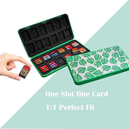 DeHasion 24 Slots Switch Game Card Case for Nintendo Switch/Switch OLED Game Card/ Portable Switch Game Card Holder Storage with 24 Game Card Slots (Green-L)