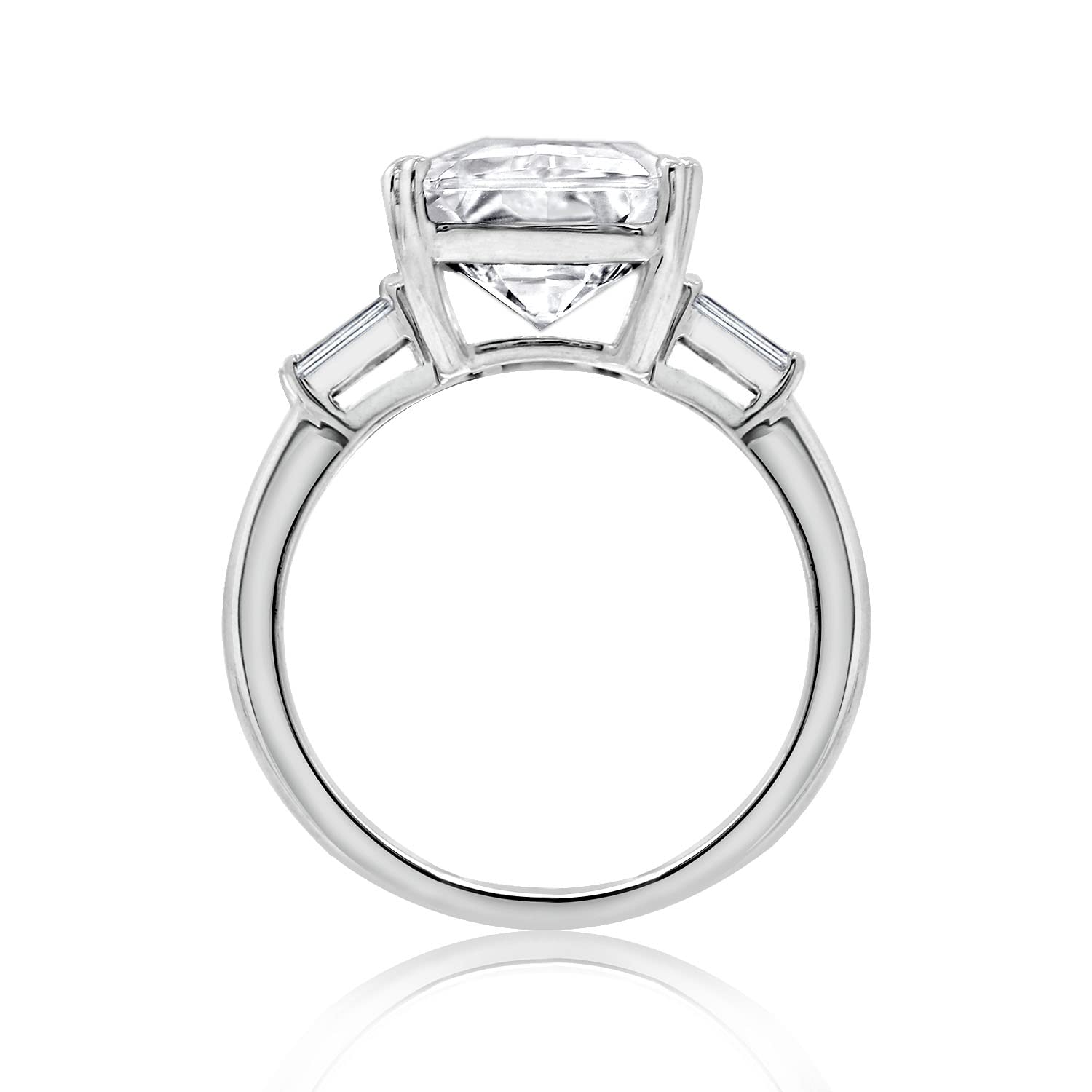 DIAMONBLISS Platinum plated Sterling Silver Emerald Cut Cubic Zirconia 3-Stone Anniversary Wedding Engagement Ring 10 CTW, Size 7