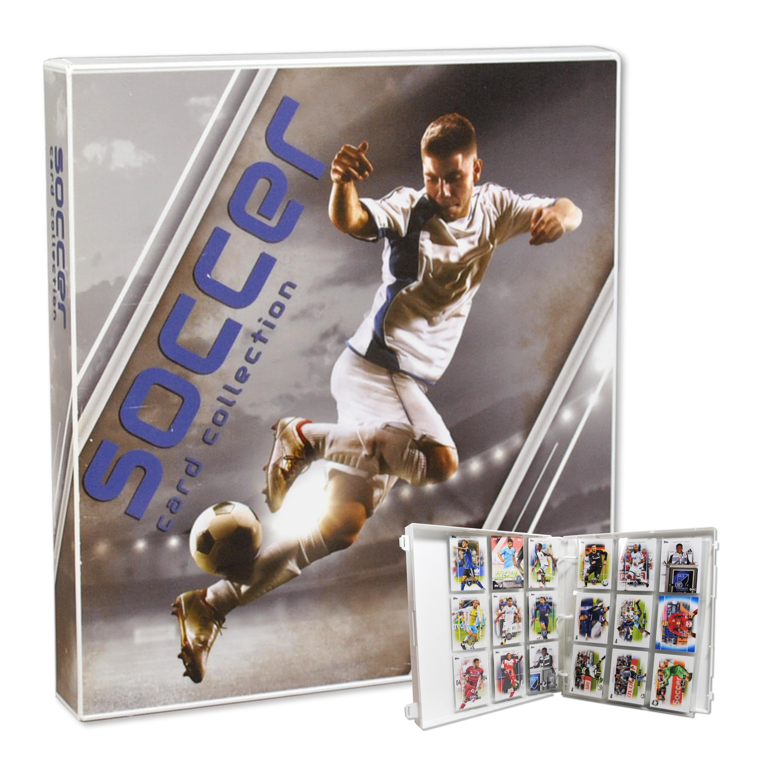Soccer Card Binder For Trading Cards - Case Comes With 10 Platinum Series Trading Card Pages - Additional Pages Can Be Added - UniKeep Branded Binder is Fully Enclosed to Keep Cards Clean and Secure