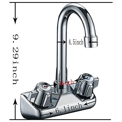 Evolvegoods Commercial Kitchen Faucet Wall Mount Kitchen Sink Faucet Utility Laundry Centerset Swivel High-Arc Spout 2 Handle Restaurant Chrome Mixer Tap NSF