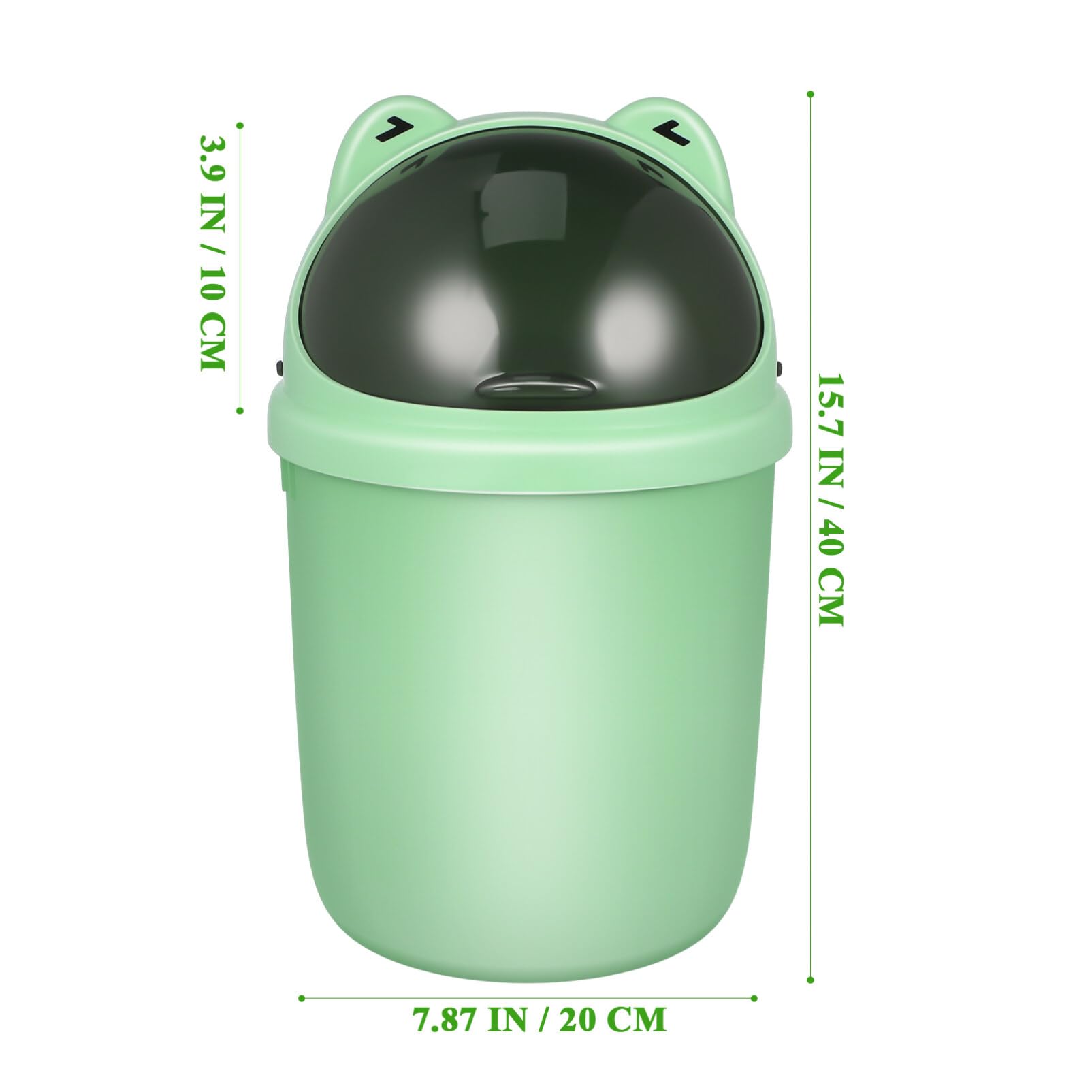 Luxshiny Trash Can with Lid Cute Trash Bin Animal Waste Basket Frog Garbage Can Desk Small Garbage Can Kawaii Trash Can Garbage Container Pen Holder Plastic Mini Child Organizer