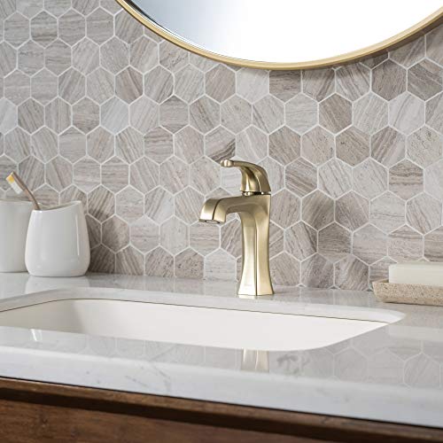 KRAUS Esta Single Handle Basin Bathroom Faucet with Lift Rod Drain in Brushed Gold, KBF-1211BG