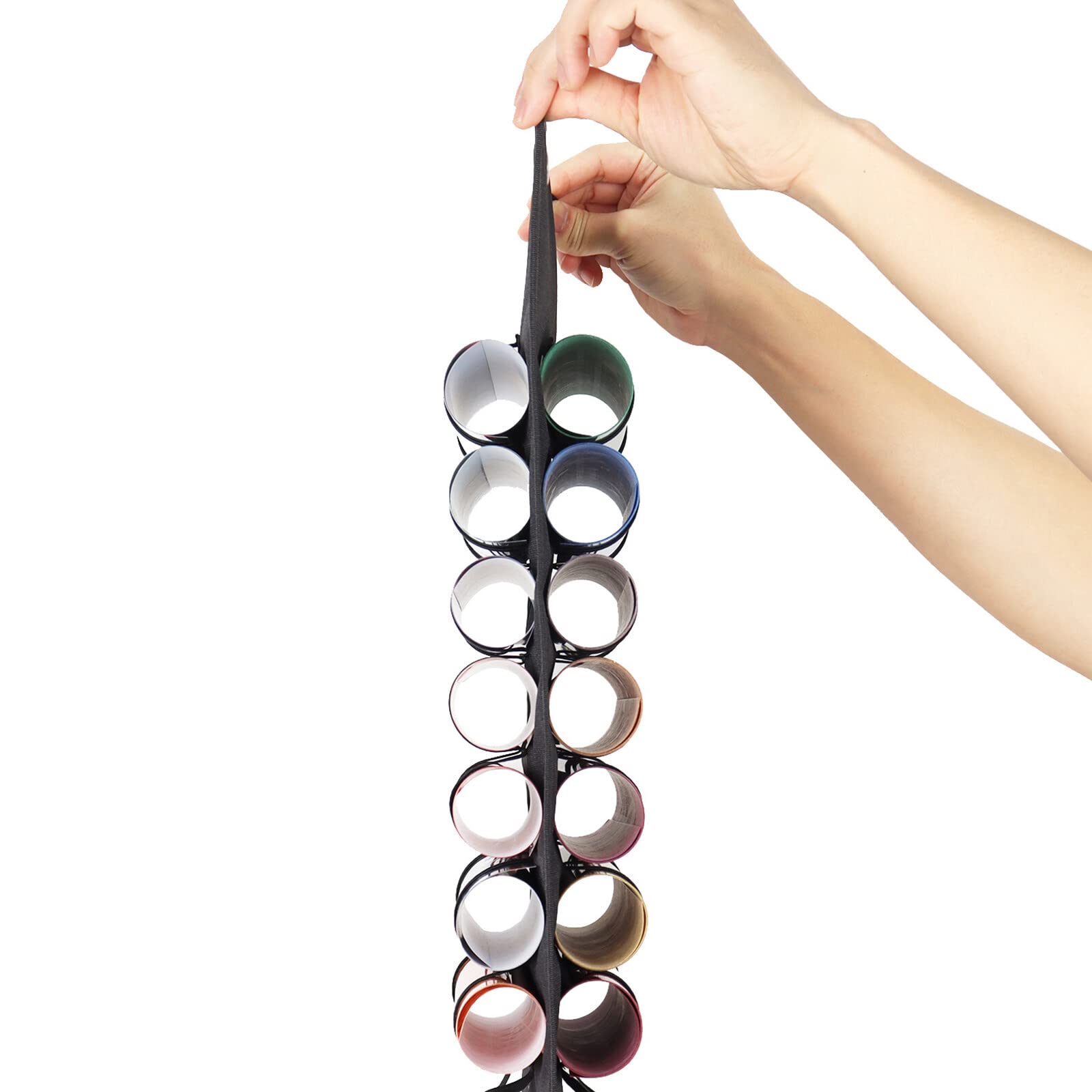 iFCOW Vinyl Roll Holder, Roll Storage Hanging Bag with 2 Hook 48 Roll Compartments Adjustable Size Vinyl Roll Organizer for Craft Room